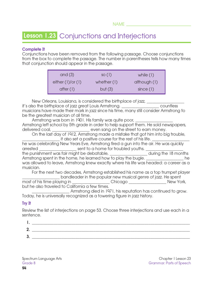 Conjunctions and Interjections II 2 | PDF | Jazz