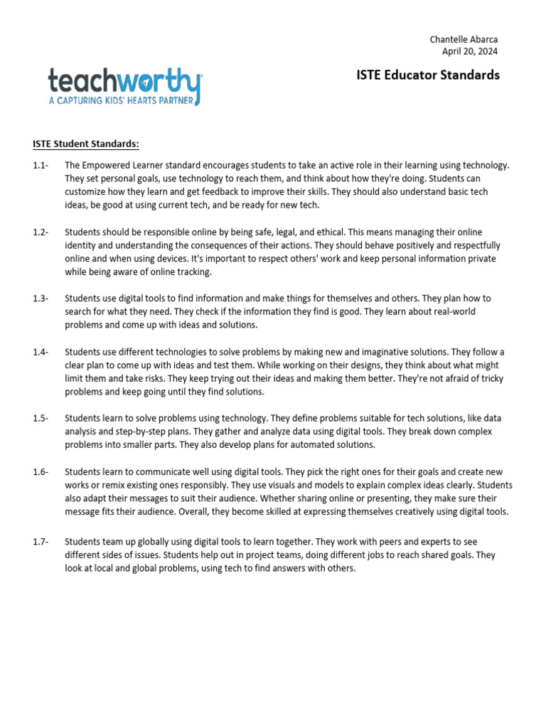 Educator Iste Standards | PDF | Teachers | Learning