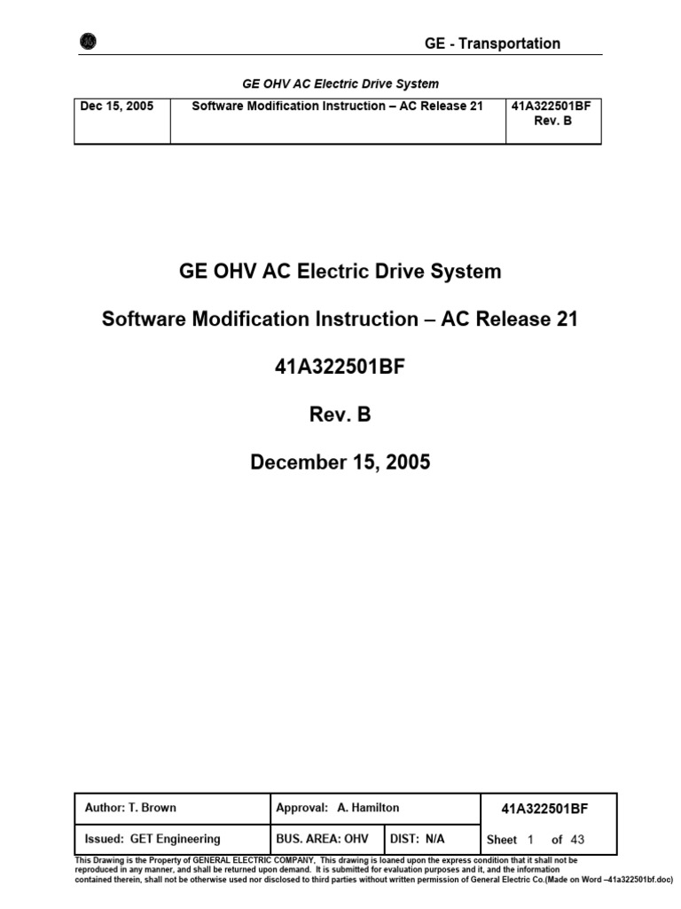 GE OHV AC Electric Drive System Software Modification Instruction - AC ...
