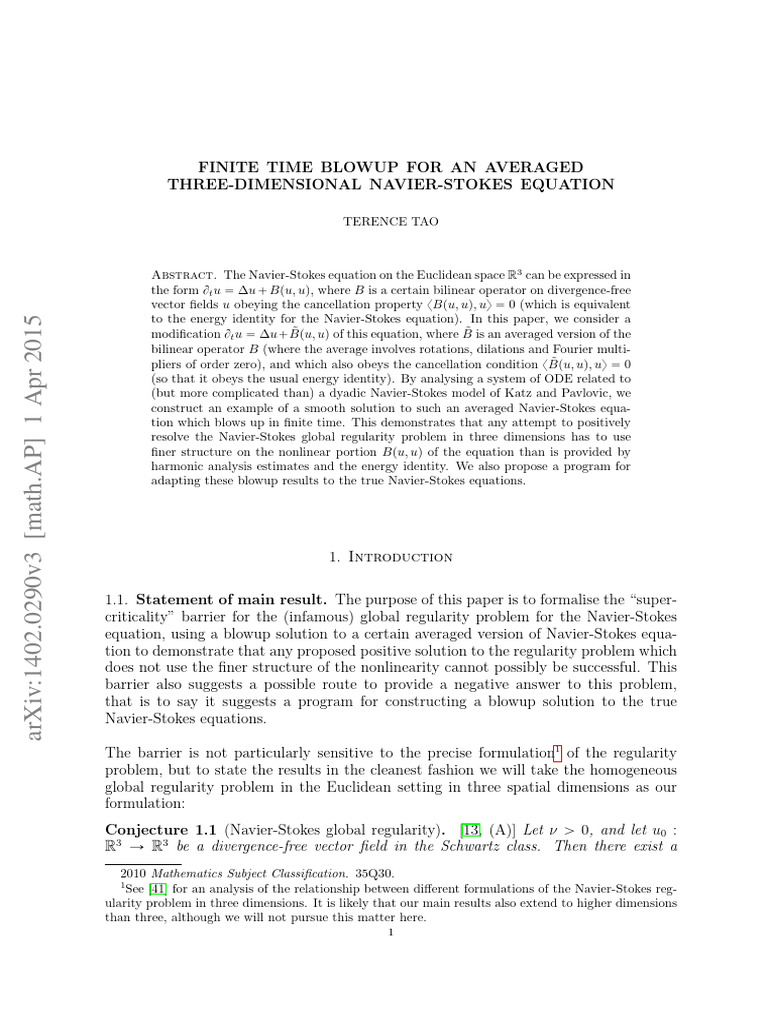 1402 0290 | PDF | Navier–Stokes Equations | Fourier Transform