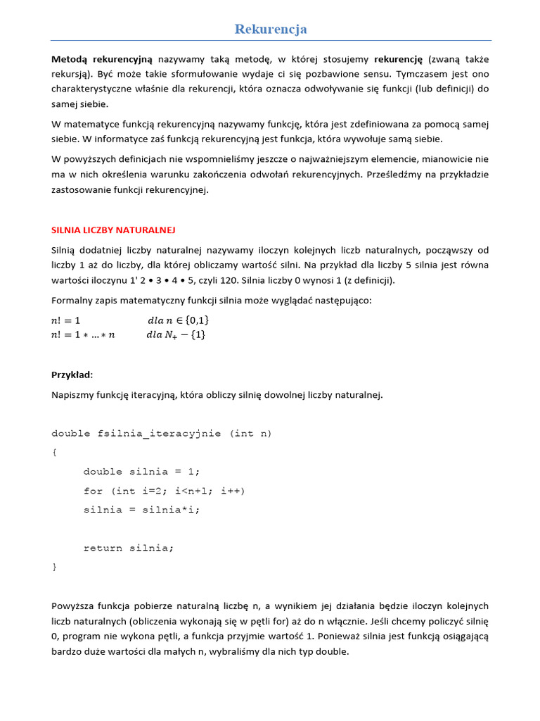 Zajecia Rekurencja | PDF