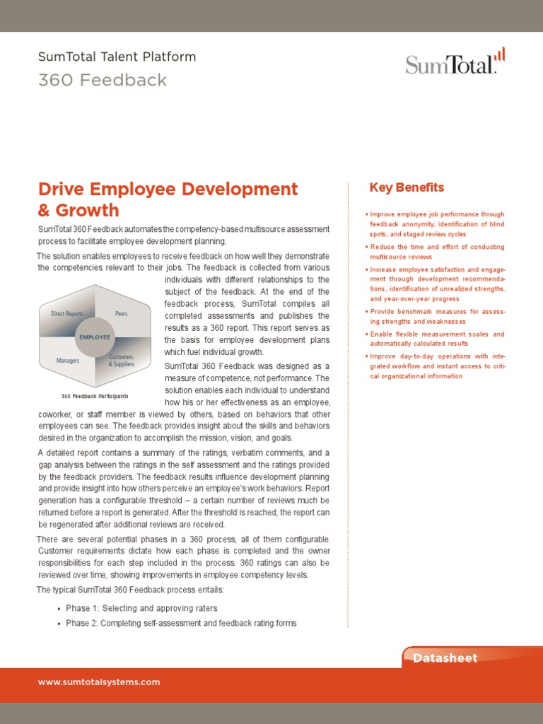 SumTotal 360 Degree Feedback Software | PDF | Competence (Human Resources) | Employment