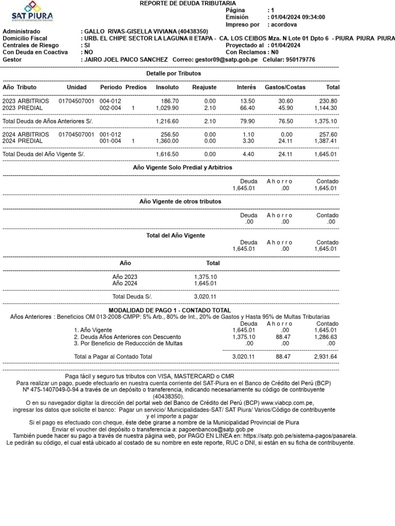 Gallo Rivas-Gisella Viviana (40438350) | PDF | Pagos | Industrias de ...