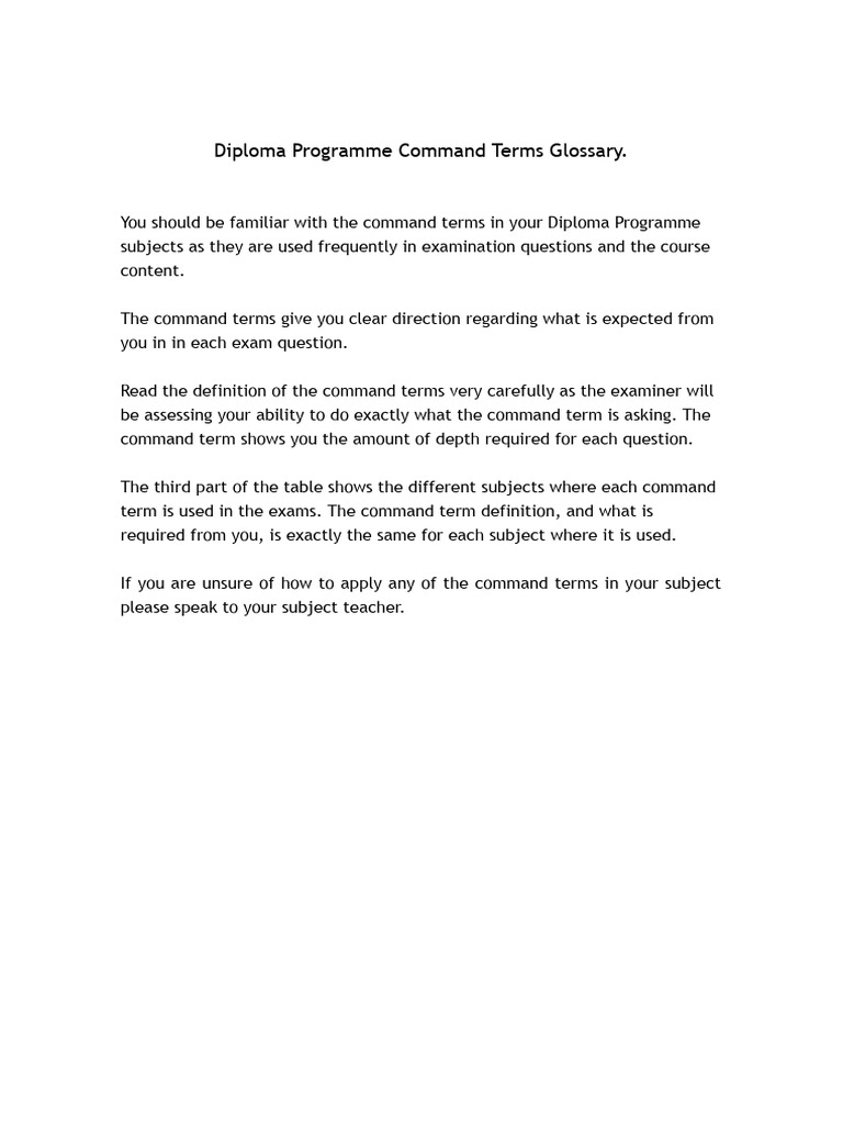 Command Terms Glossary | Download Free PDF | Mathematics | Physics