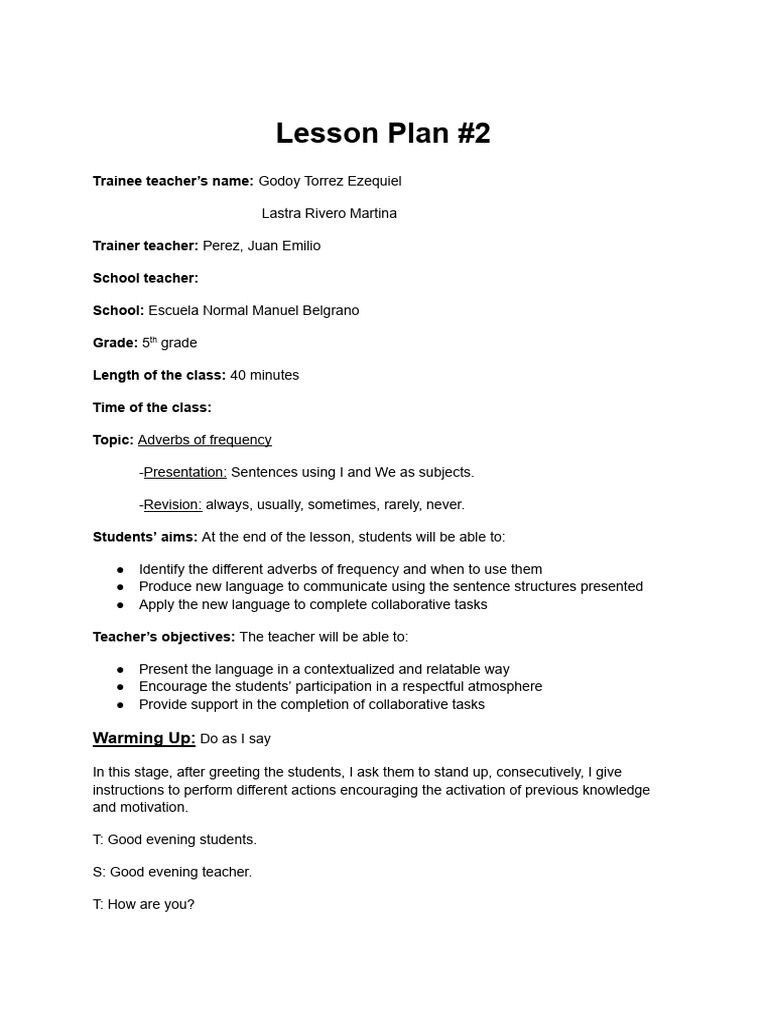 Lesson Plan #2 | PDF | Cognition | Human Communication