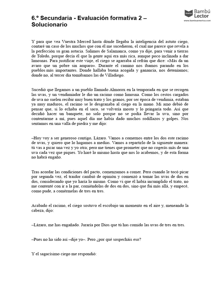 6 Secundaria Evaluacion Formativa 2 Solucionario | PDF | Uva