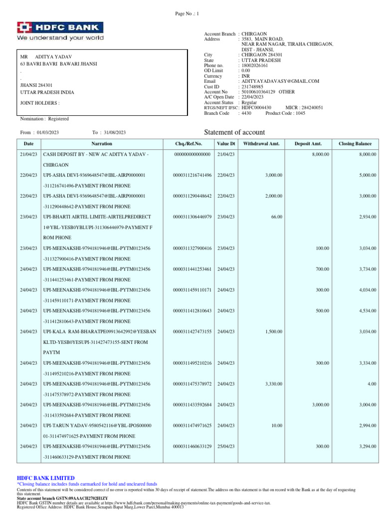 Acct Statement XX3641 11092023 | PDF | Service Industries | Financial ...