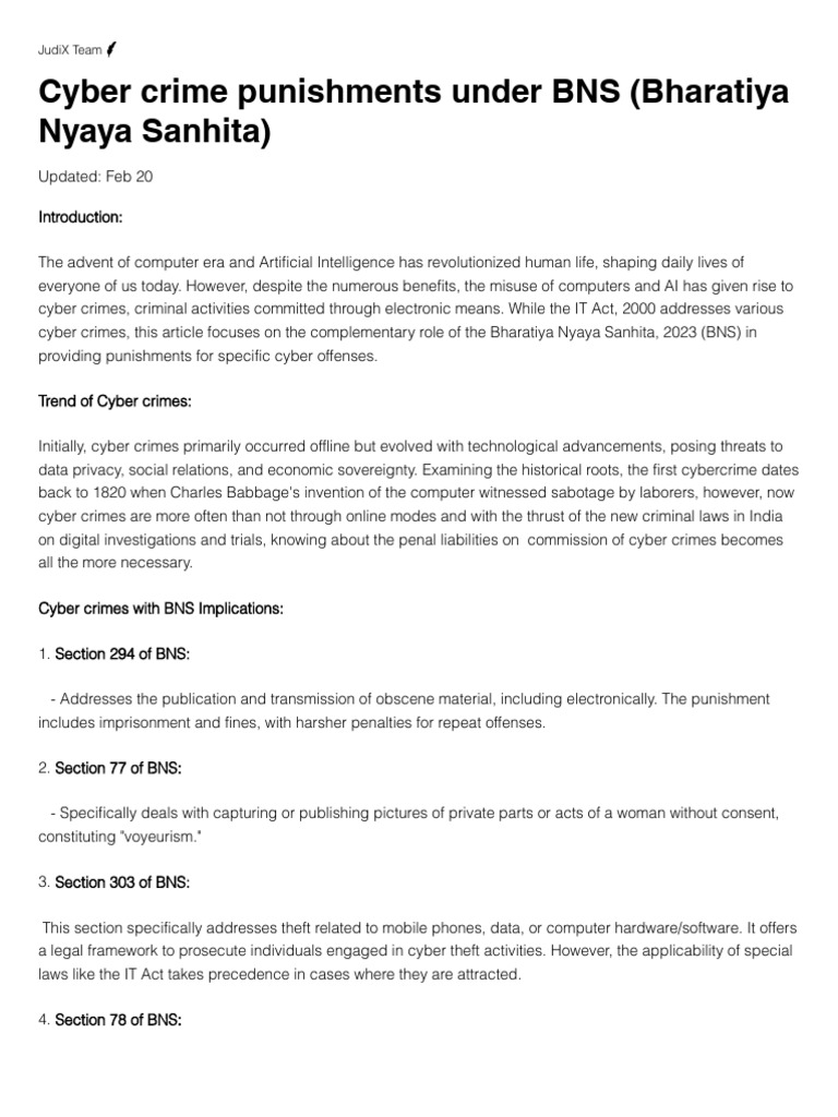 Cyber Crime Penalties in BNS | PDF | Cybercrime | Crimes
