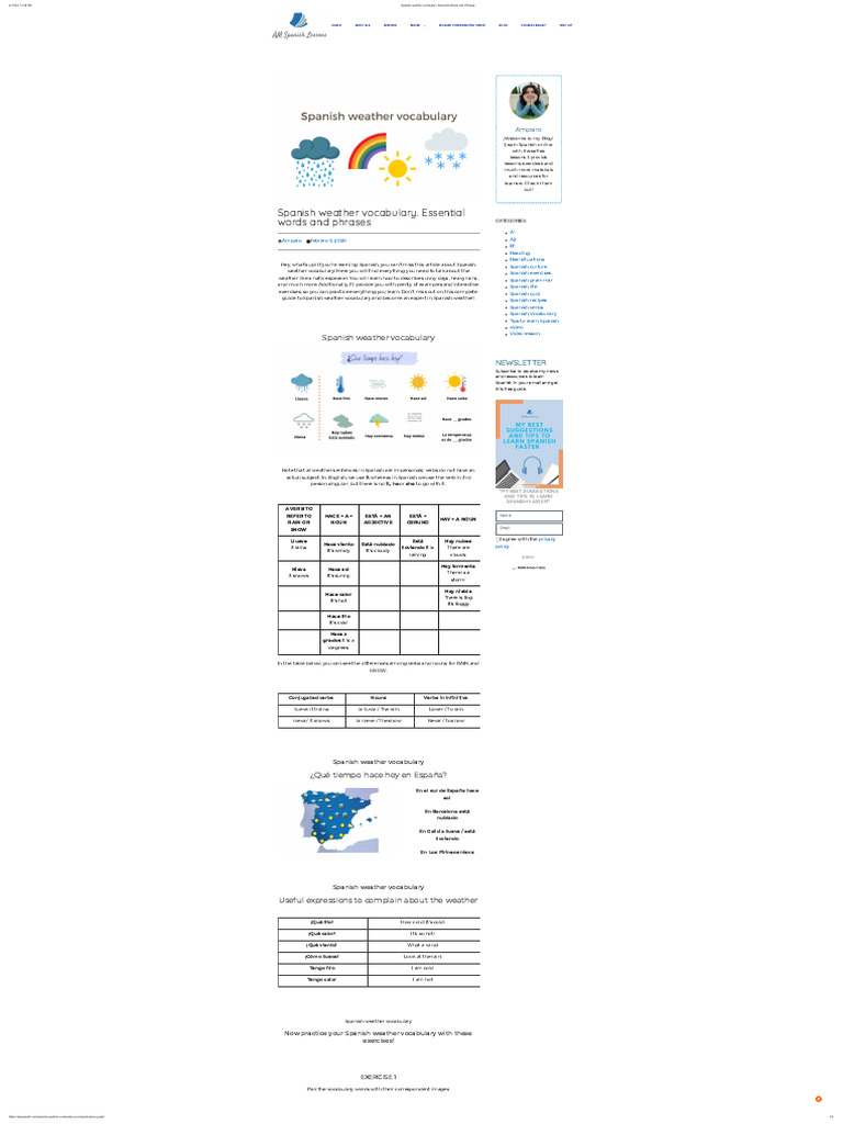 Spanish Weather Vocabulary | PDF | Verb | Phrase