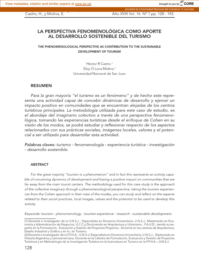 fenomenolog%C3%ADa_y_turismo | PDF | Turismo | Experiencia