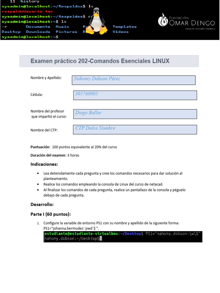 Examen Práctico Linux Essential :) | PDF | Archivo de computadora | Software del sistema