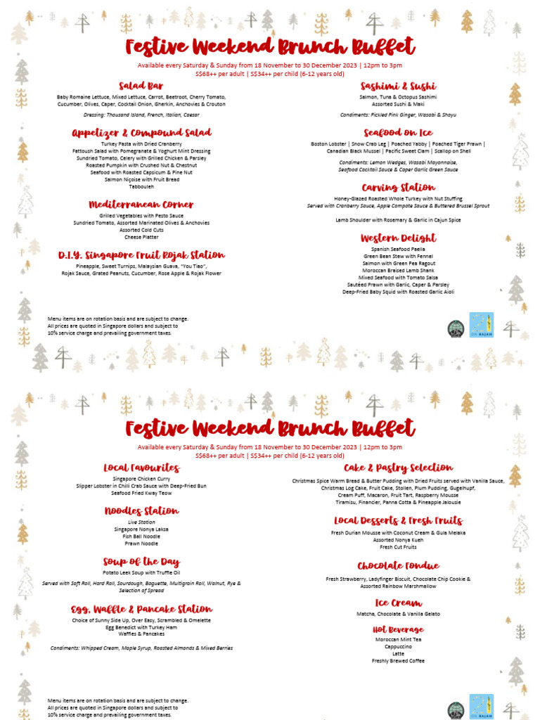 21 On Rajah Festive Buffet Menu | PDF | Sauce | Salad