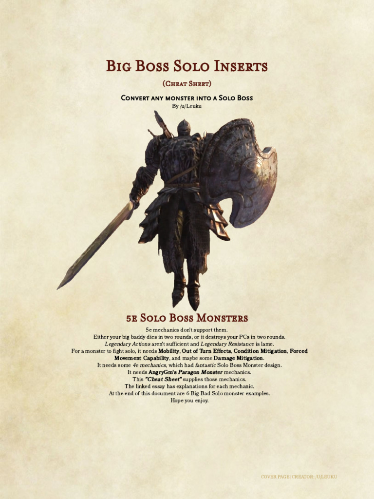 DND 5e HB - Big Bad Solo Monster Inserts | PDF