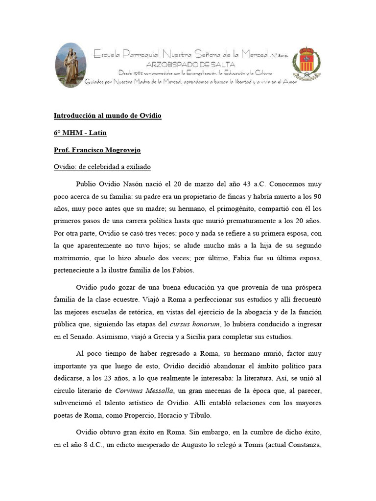 Introducción Al Mundo de Ovidio | PDF | Ovidio | Augusto Introducción Al Mundo de Ovidio | PDF | Ovidio | Augusto