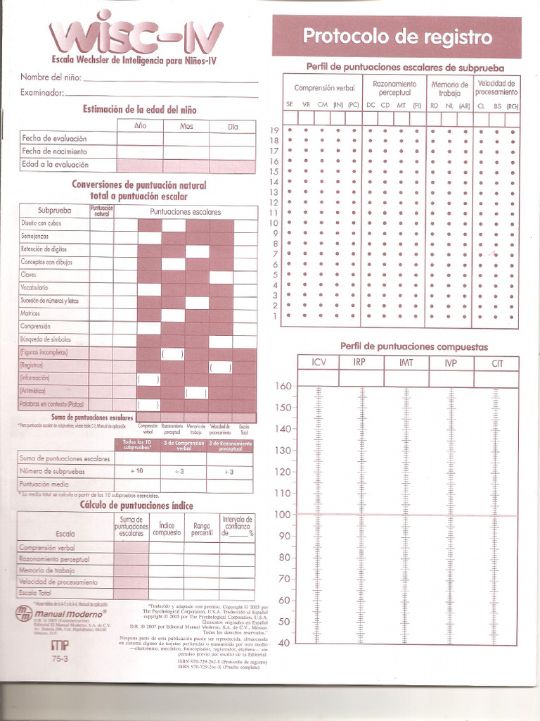 Protocolo Wisc | PDF