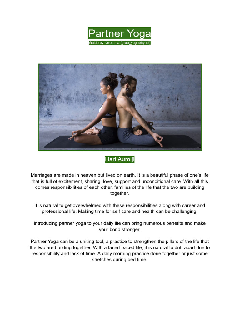 Partner Yoga Guide by Greeyogabhyasi | PDF | Intimate Relationships | Yoga