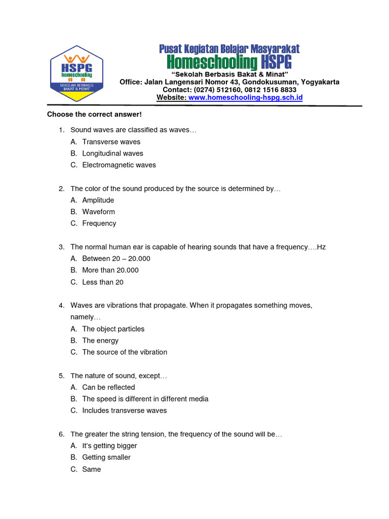Exercise - Sound Wave | PDF | Sound | Waves