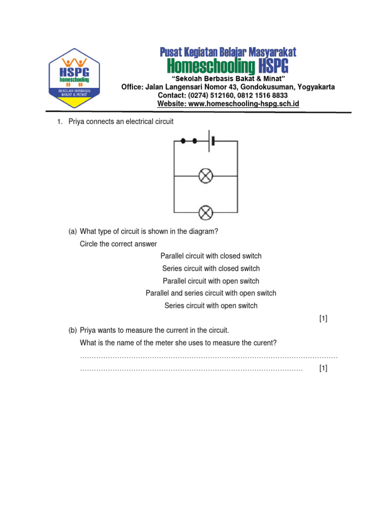 Electrical Circuit Quiz for Students | PDF | Switch | Electrical Conductor