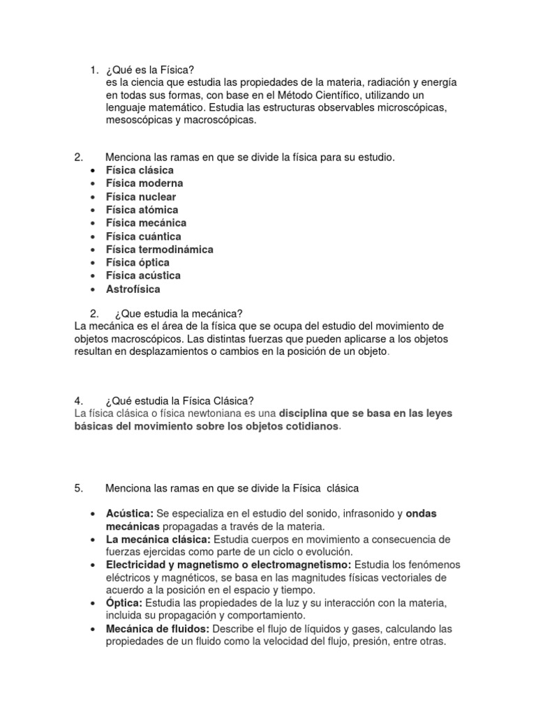 Ramas y conceptos de la Física | PDF | Física | Importar