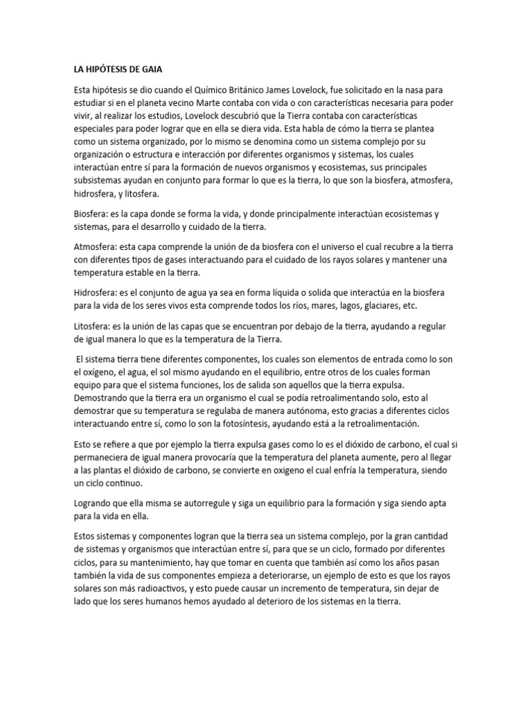 La hipótesis de Gaia | PDF | Tierra | Hipótesis de Gaia