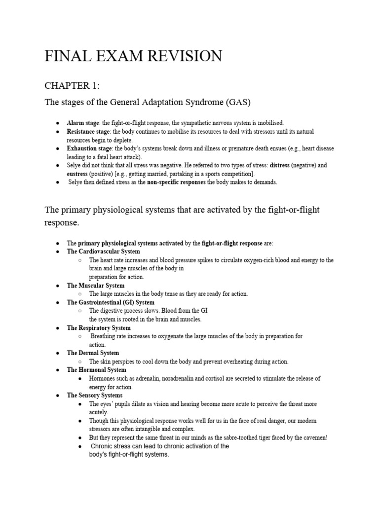 Final Exam Revision | PDF | Occupational Burnout | Stress (Biology)