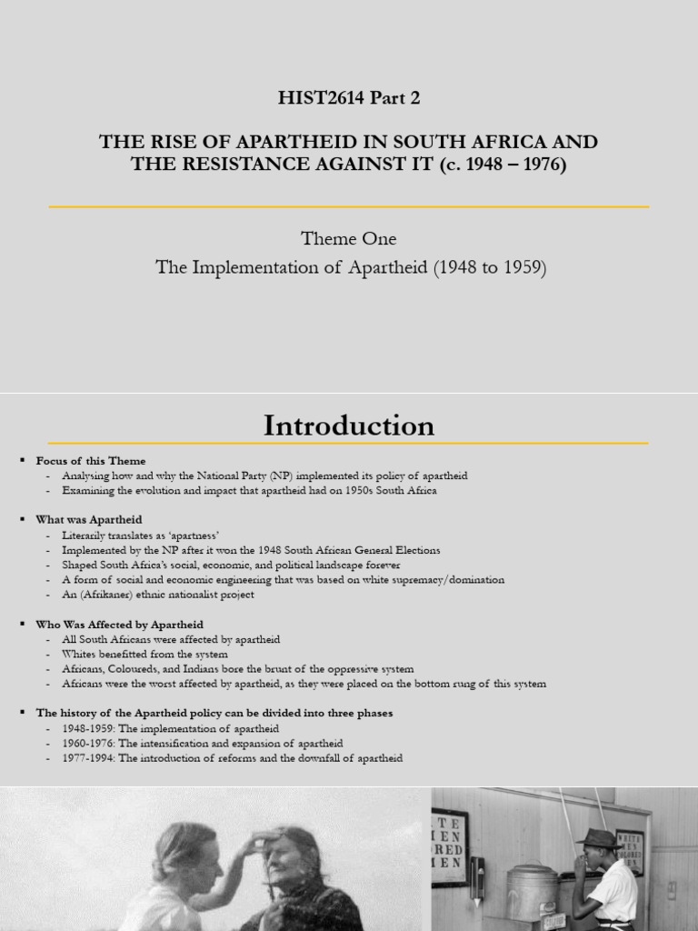 Theme 1 Lecture Slides For Students | PDF | Apartheid | Racism