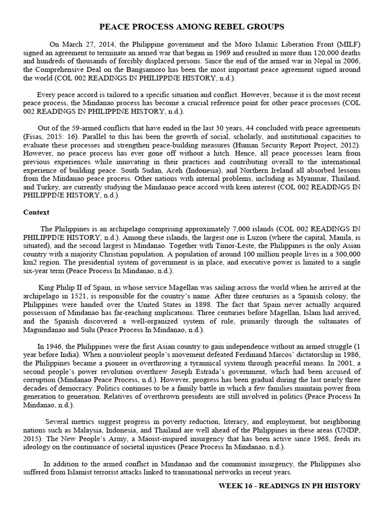 Peace Process Among Rebel Groups (Group3) | PDF | Philippines