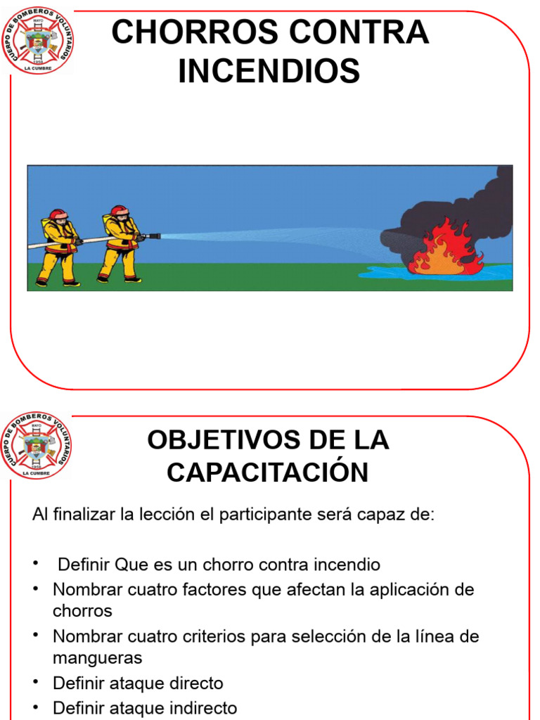 CHORROS CONTRA INCENDIOS | PDF | Agua | Combustión