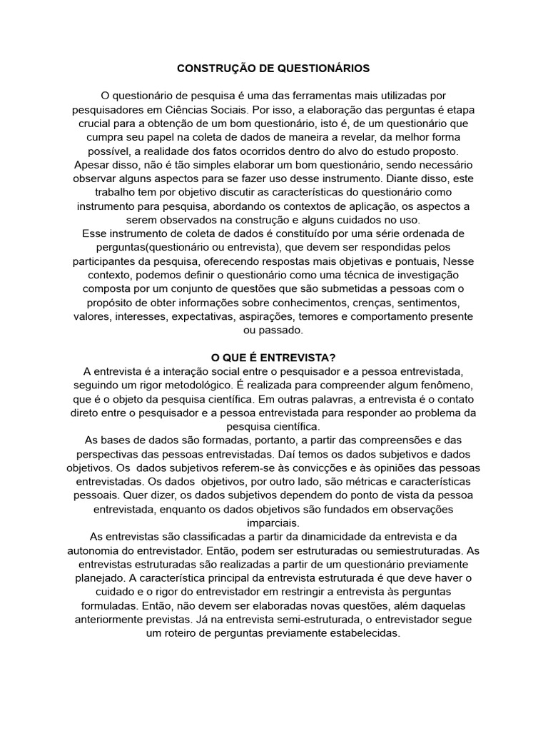 Guia de Questionários e Entrevistas | PDF | Science | Entrevista