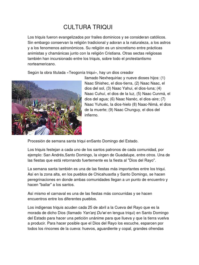 Tradiciones y Cultura Triqui | PDF | Ciencias sociales