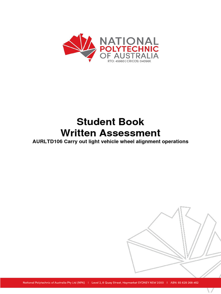 NPA Written Assessment AURLTD106 | PDF | Steering | Tire
