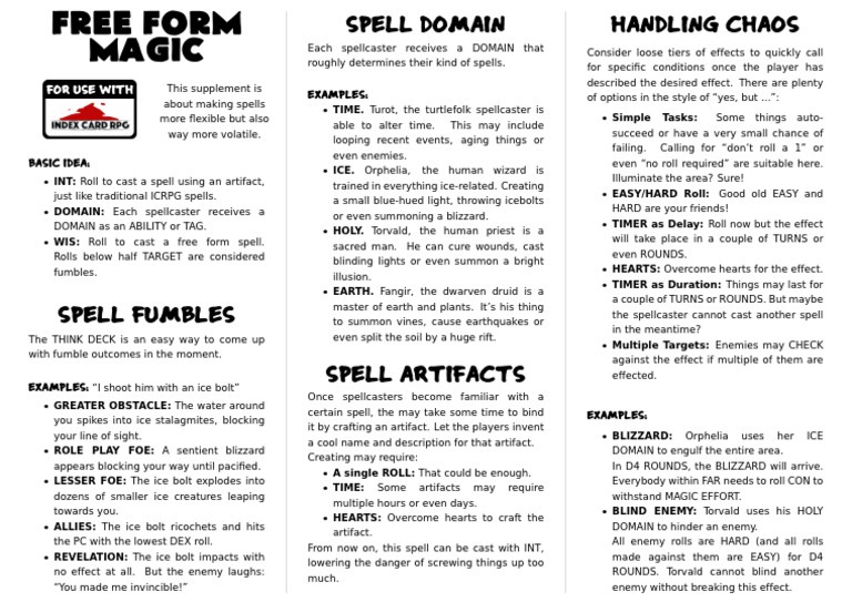 ICRPG FreeFormMagic | PDF