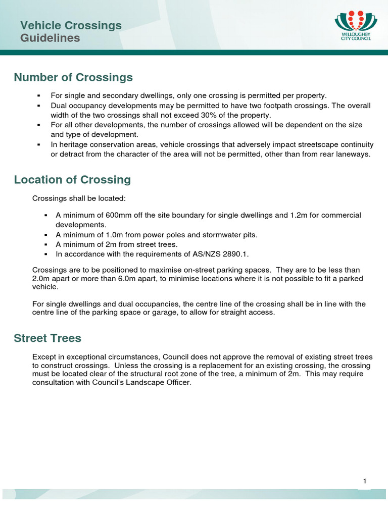 1-Vehicle Crossing Guidelines | PDF | Road Infrastructure | Transport ...