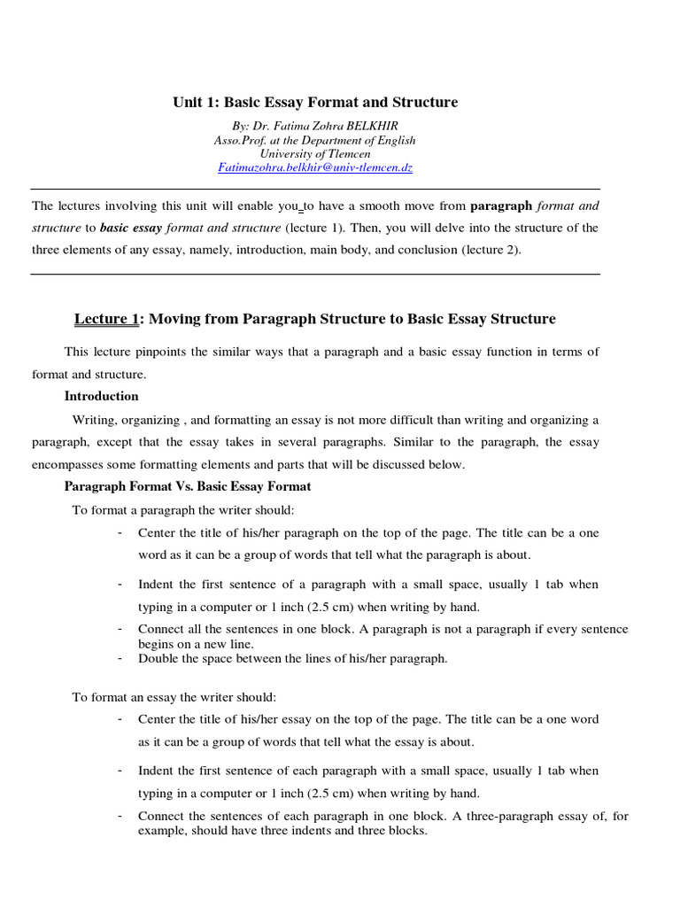 Moving From Paragraph Strucutre To Essay Basic Structure | PDF | Paragraph | Essays