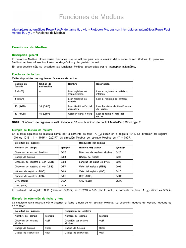 Codigos de Funcion Modbus | PDF