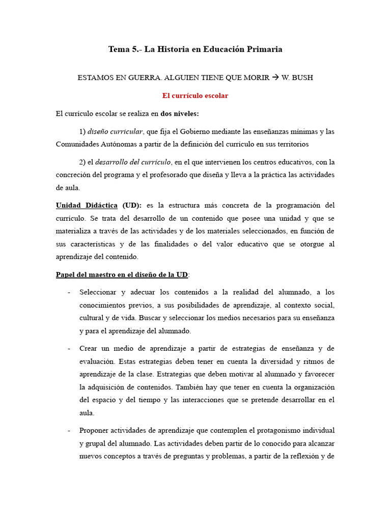 Tema 5 COMPLETO | PDF | Plan de estudios | Enseñando