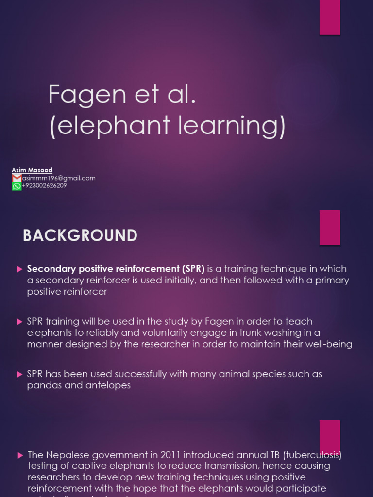 Fagen et al | PDF | Elephant | Reinforcement