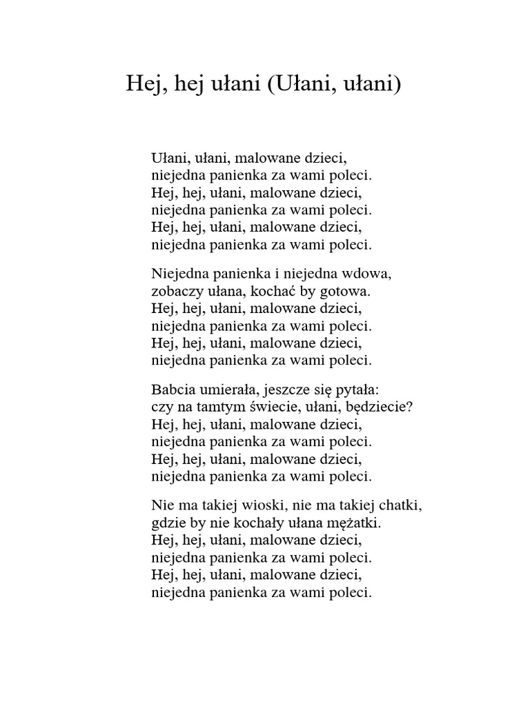 Hej Hej Ułani | PDF