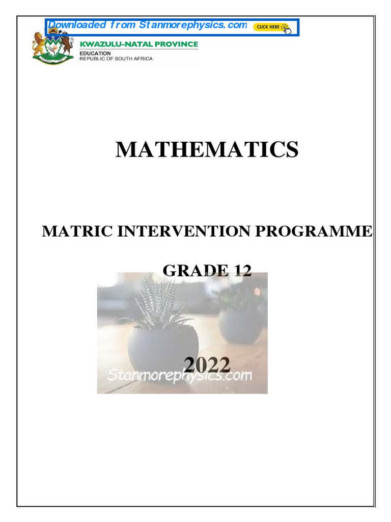 Maths Grade 12 MIP 2022 | PDF | Asymptote | Function (Mathematics)