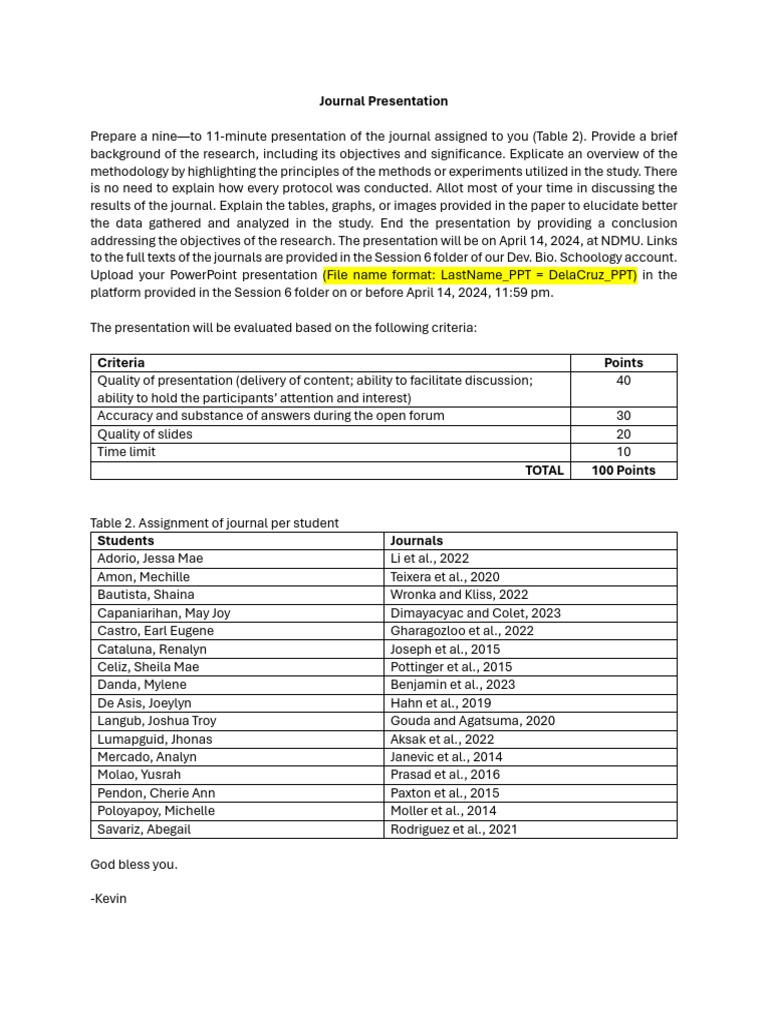 Instructions For Journal Presentation | PDF | Methodology