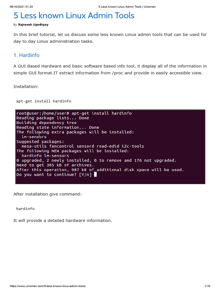 5 Less Known Linux Admin Tools - Unixmen | Download Free PDF | Internet ...