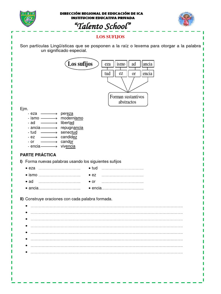 Los Sufijos 6to Prim. 18-04-2024 | PDF | Lingüística | Morfología ...