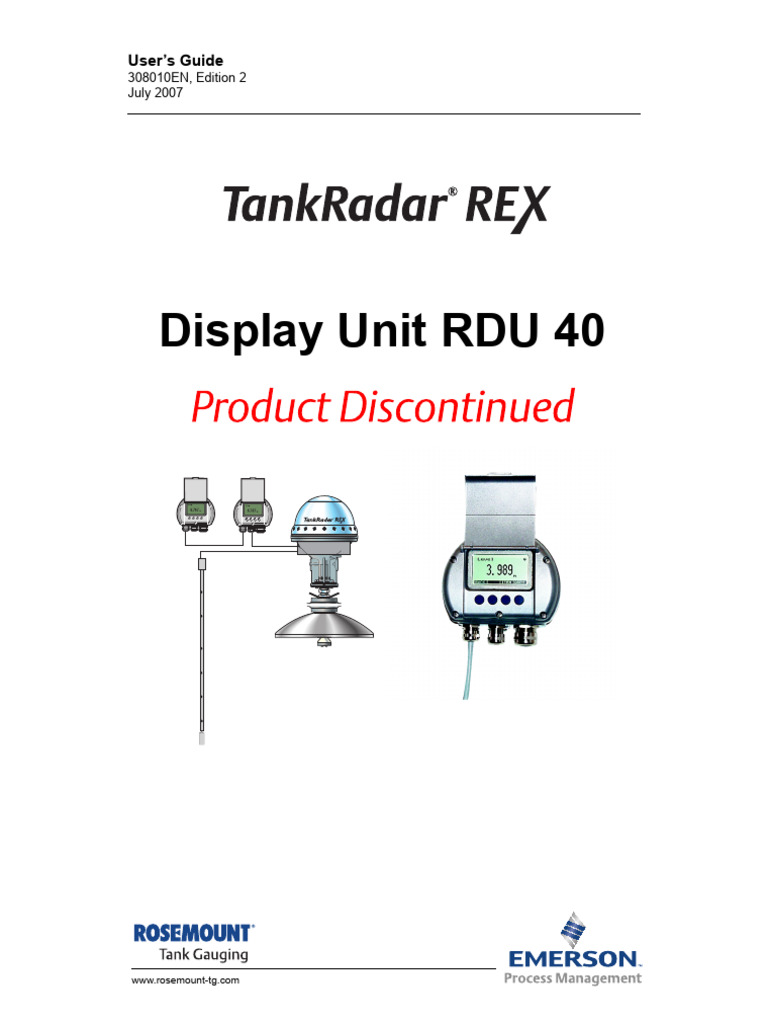 Guide Display Unit Rdu 40 User S Guide Tankradar Rex Rosemount en 80804 ...