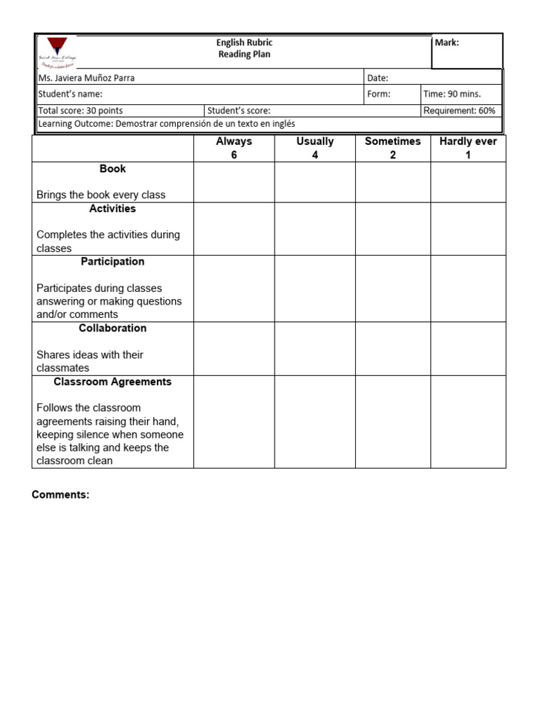 Reading_2nd grade_Rubric | PDF