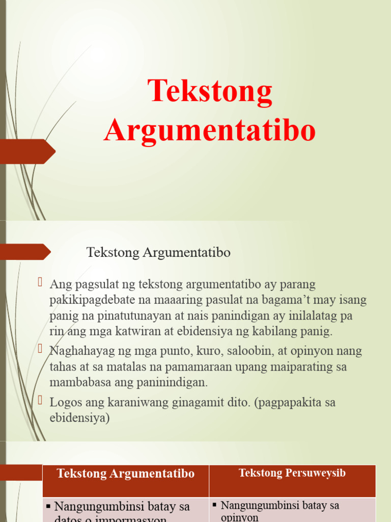 Tekstong Argumentatibo | PDF