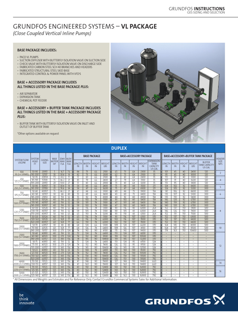 Grundfos VL Package Sizing Guide | PDF | Pump | Gas Technologies
