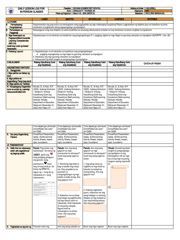 g5 q3w6 DLL Esp (Melcs) | PDF