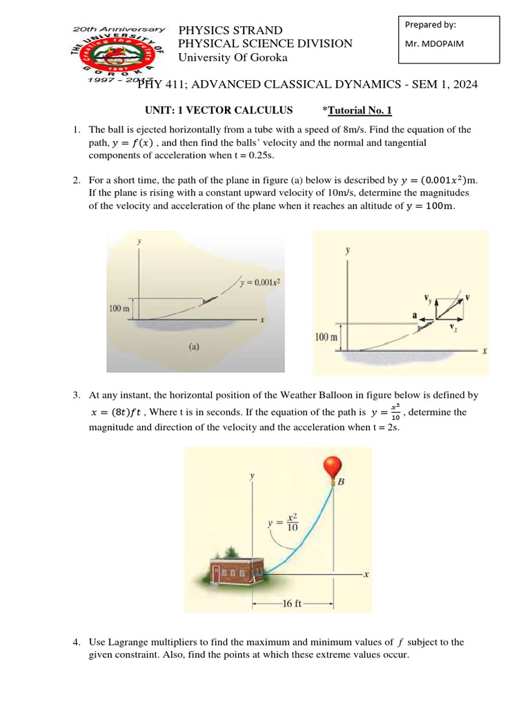 TUTORIAL1 | PDF | Acceleration | Velocity