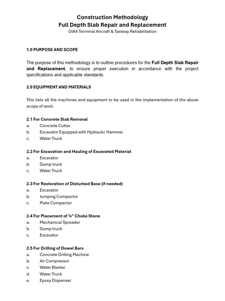PCC Slab Repair Methodology | PDF | Concrete | Road Surface