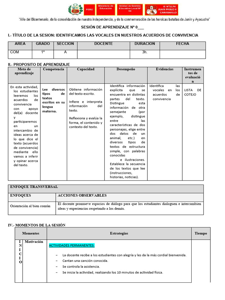 Sesion Com - Semana 2 Identificamos Las Vocales | PDF | Aprendizaje ...